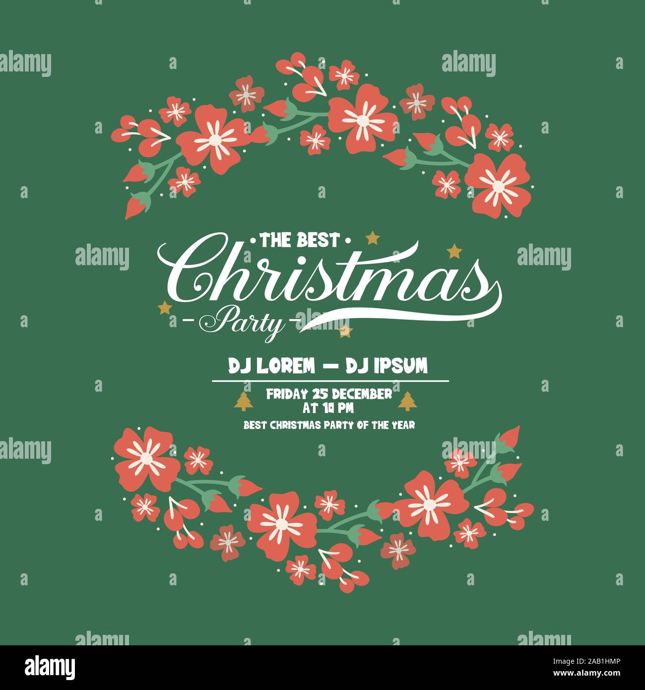 Poster design christmas party, with unique leaf flower frame crowd ...