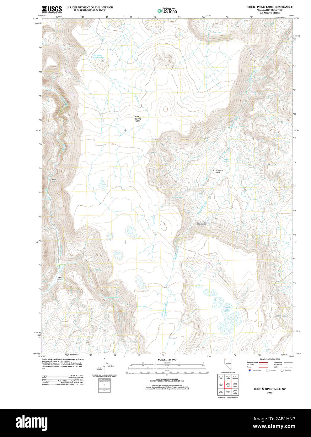 USGS TOPO Map Nevada NV Rock Spring Table 20111228 TM Restoration Stock ...