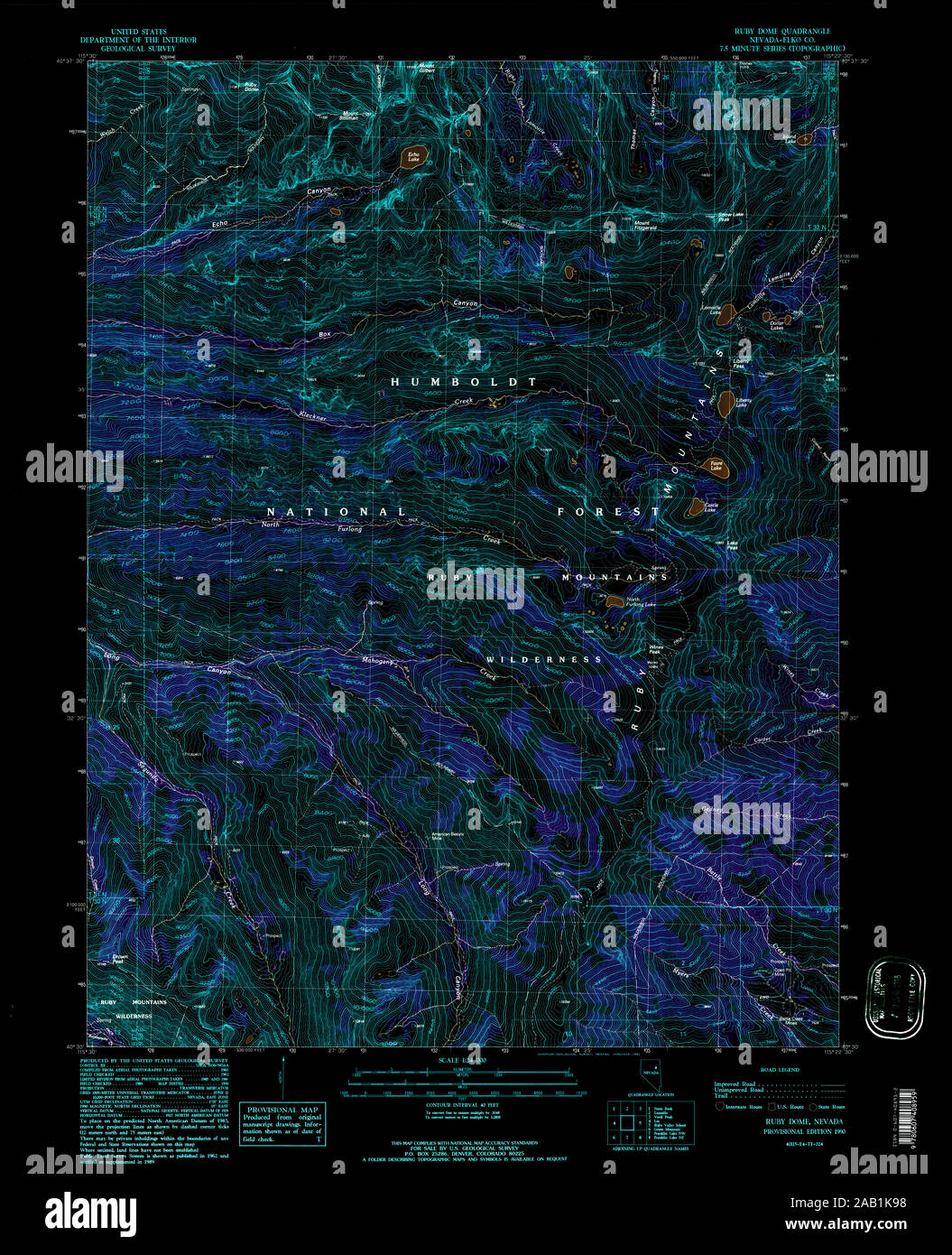 USGS TOPO Map Nevada NV Ruby Dome 319941 1990 24000 Inverted ...