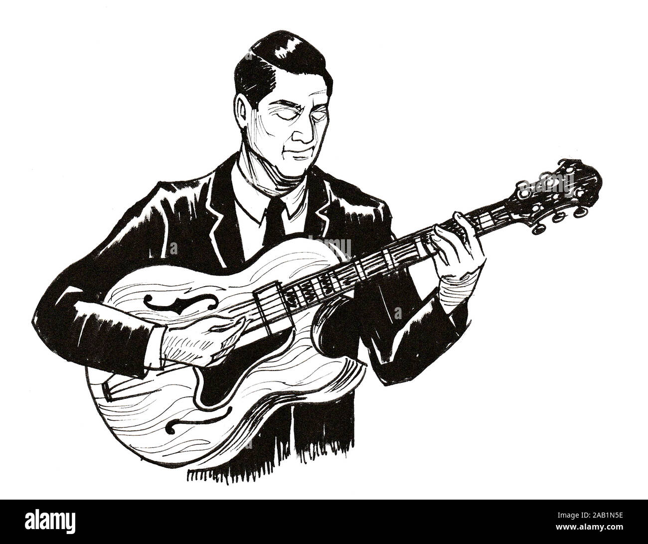 Blues Guitar Player Drawing