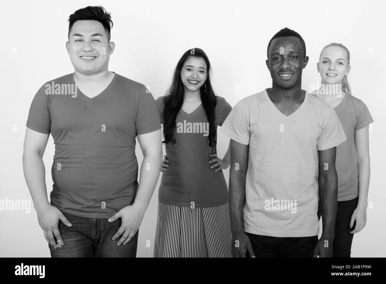 Group diverse people standing Black and White Stock Photos & Images - Alamy