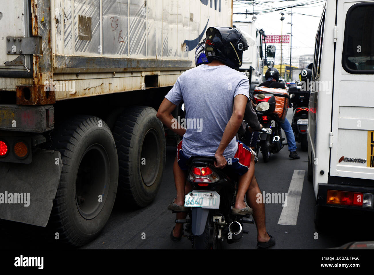 Cainta, Rizal, Philippines - November 23, 2019: Motorcycle riders with ...