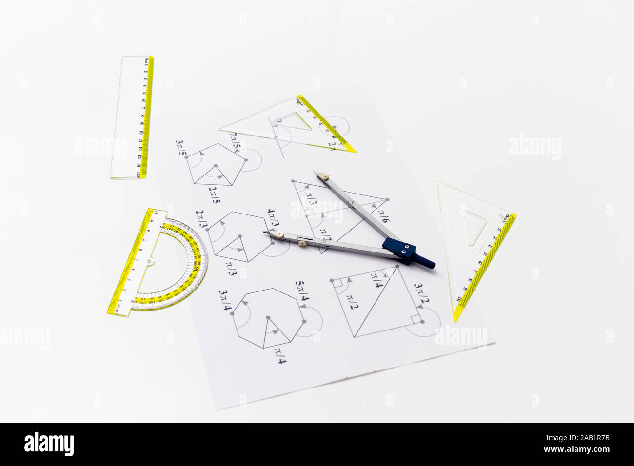 Drawing tools with compass, projects for construction Stock Photo - Alamy