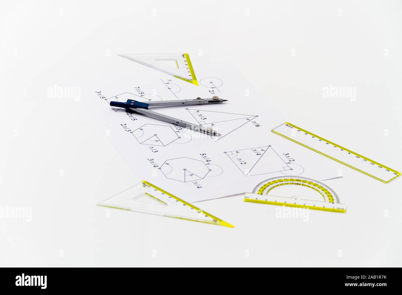 Drawing tools with compass, projects for construction Stock Photo - Alamy
