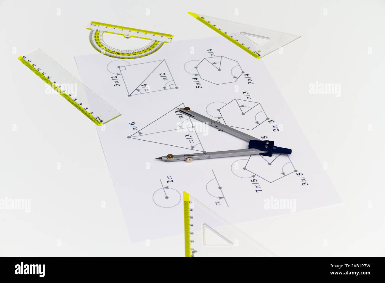 Drawing tools with compass, projects for construction Stock Photo - Alamy