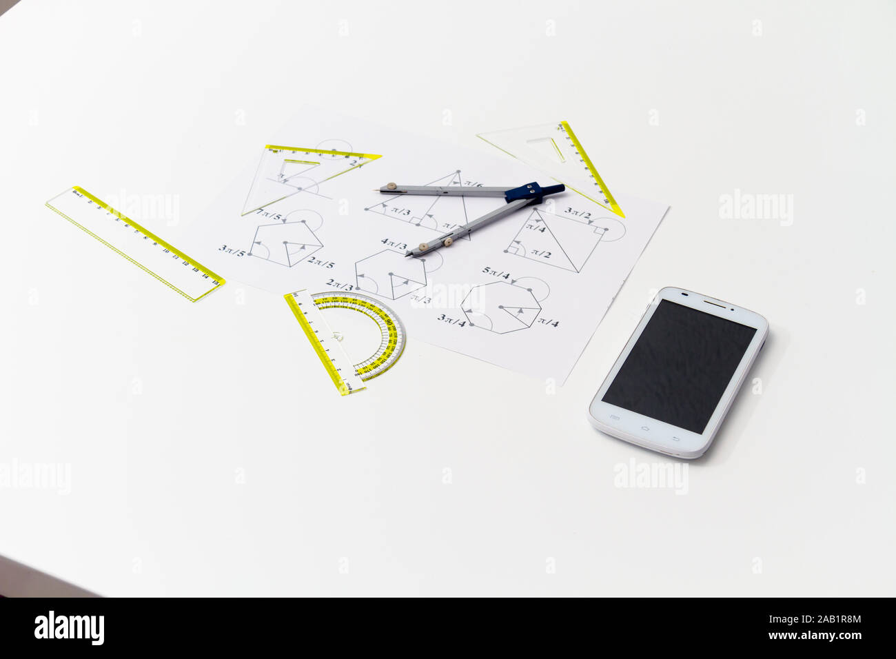 Drawing tools with compass, projects for construction Stock Photo - Alamy