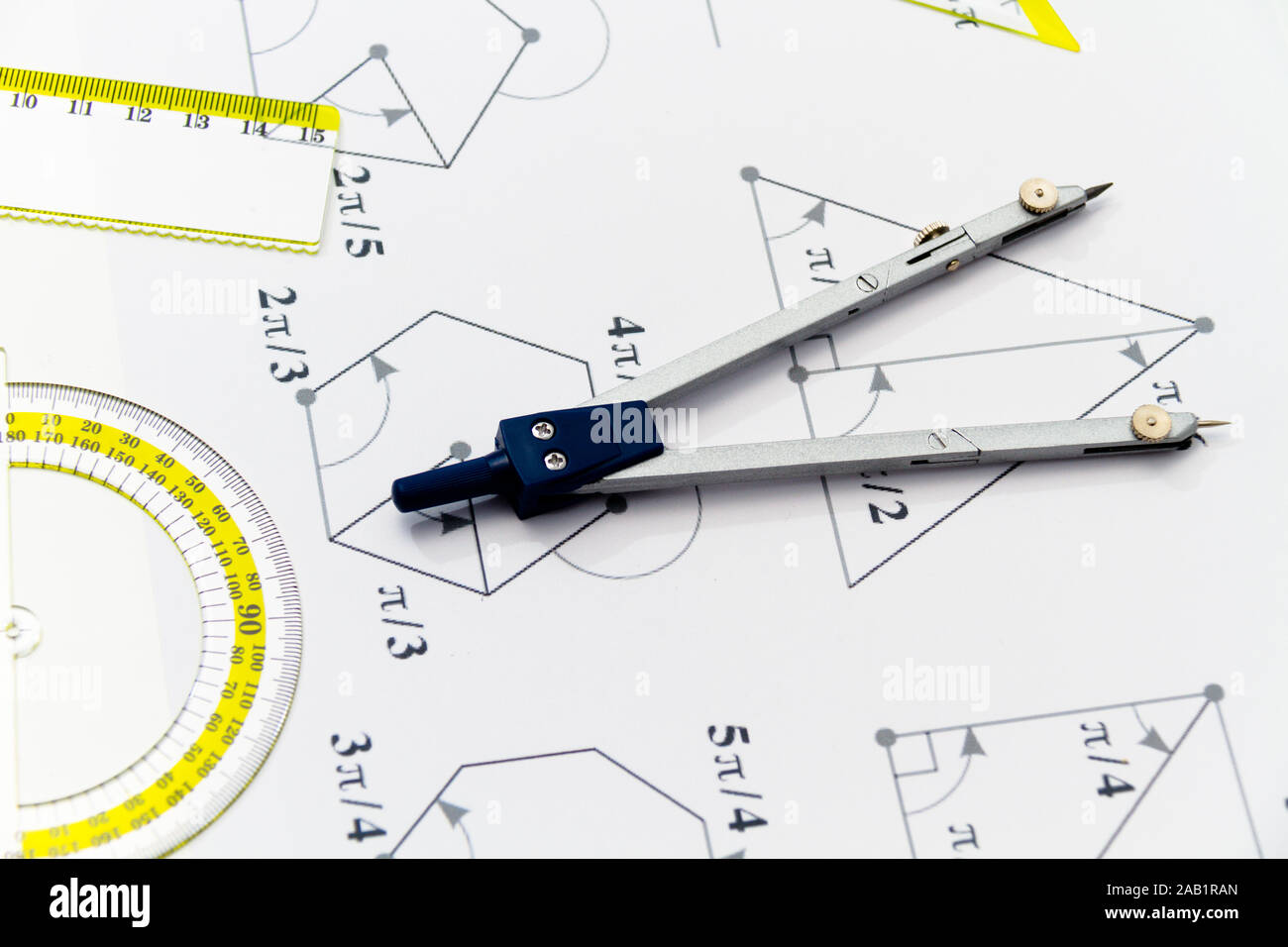 Drawing tools with compass, projects for construction Stock Photo - Alamy