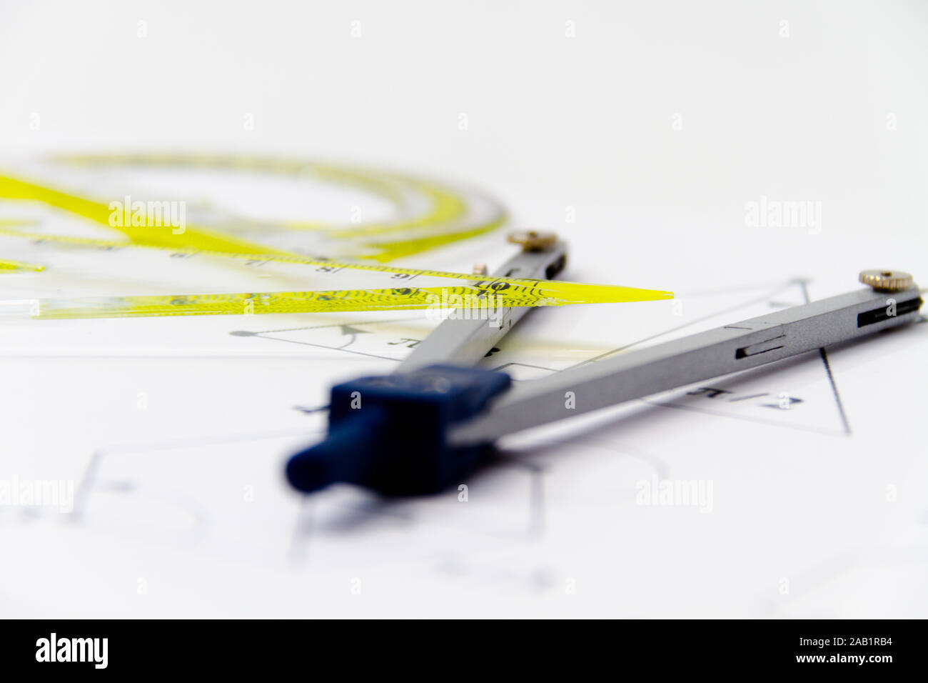 Drawing tools with compass, projects for construction Stock Photo - Alamy