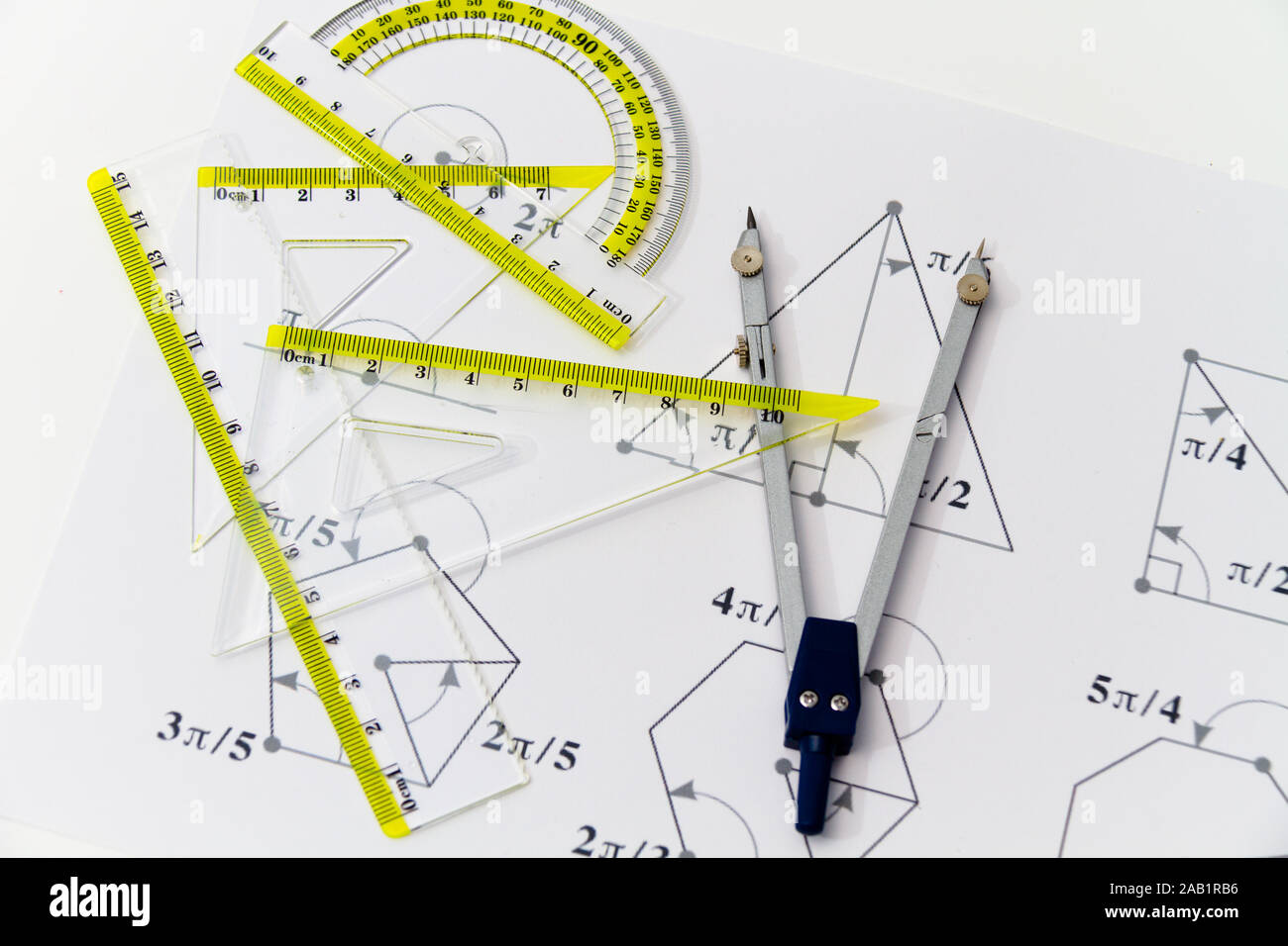 Drawing tools with compass, projects for construction Stock Photo - Alamy