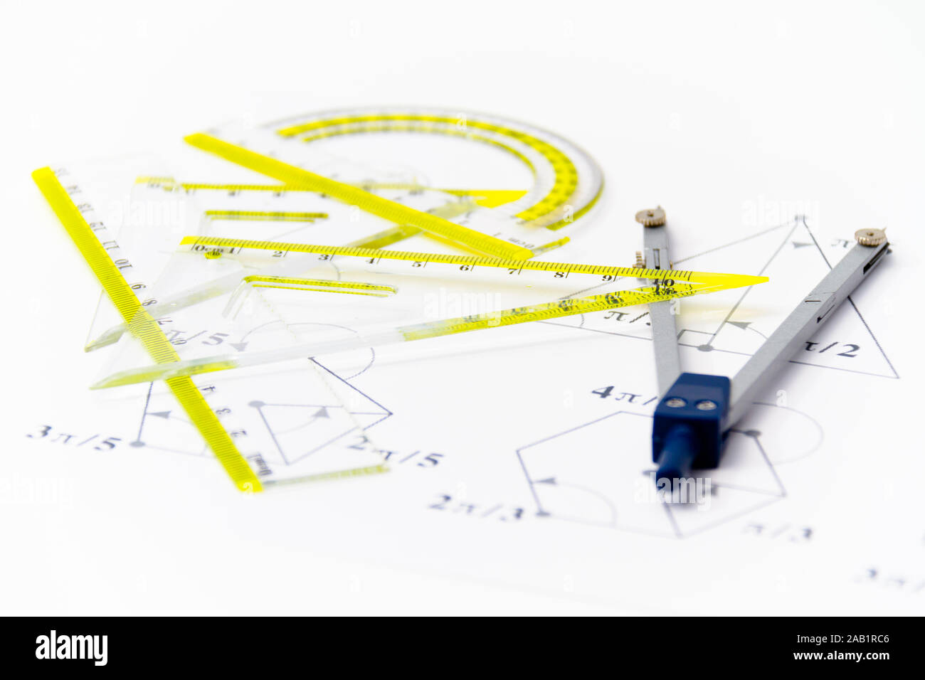 Drawing tools with compass, projects for construction Stock Photo - Alamy