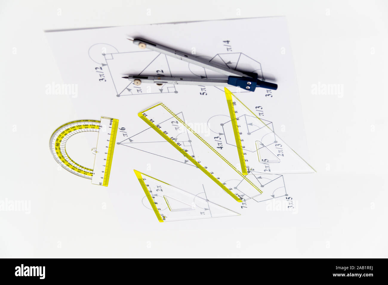 Drawing tools with compass, projects for construction Stock Photo - Alamy