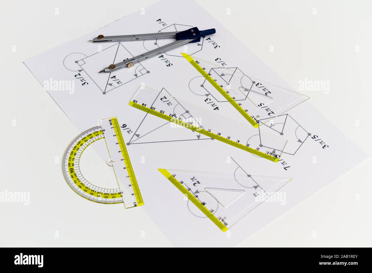 Drawing tools with compass, projects for construction Stock Photo - Alamy