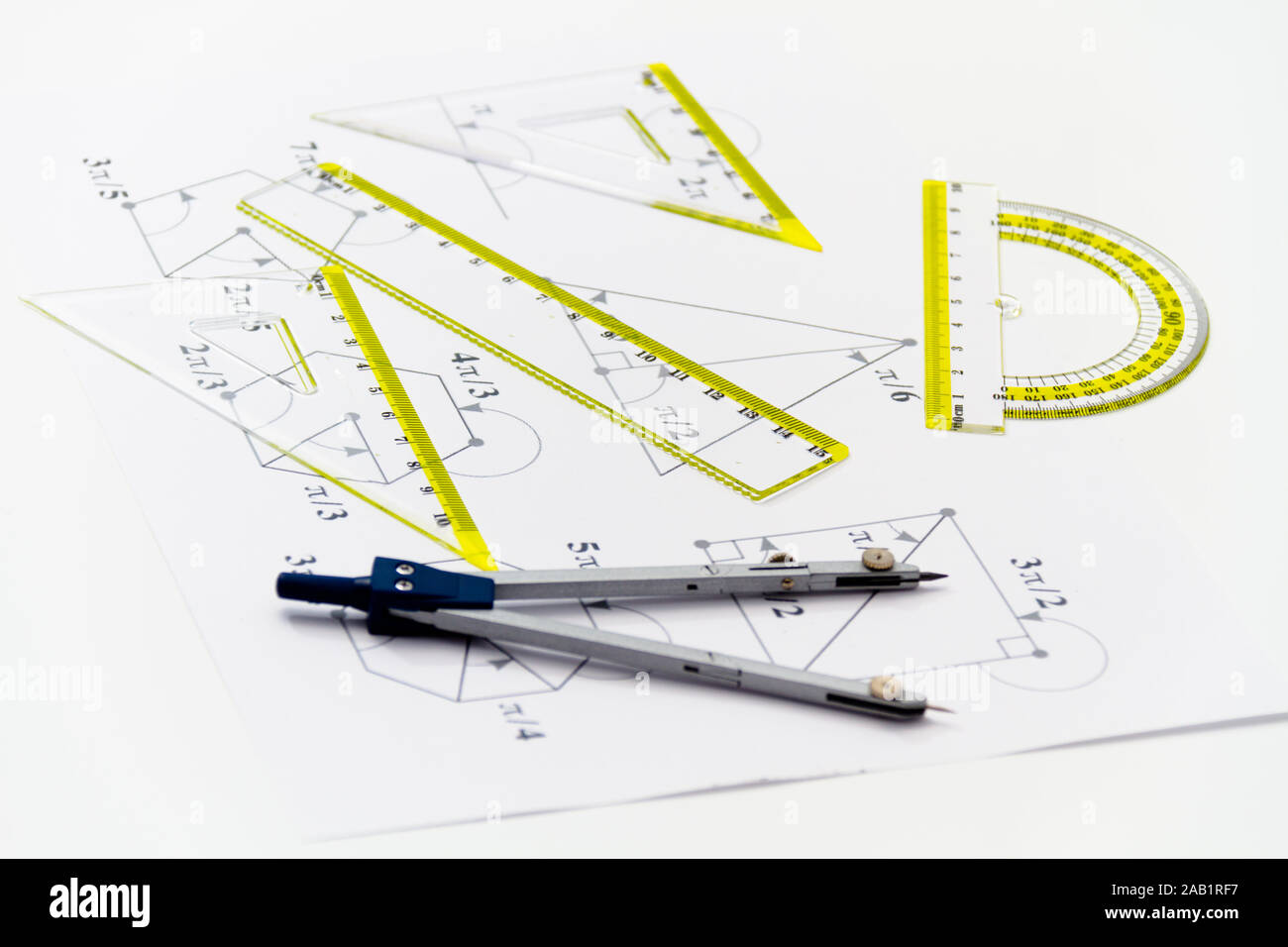 Drawing tools with compass, projects for construction Stock Photo - Alamy