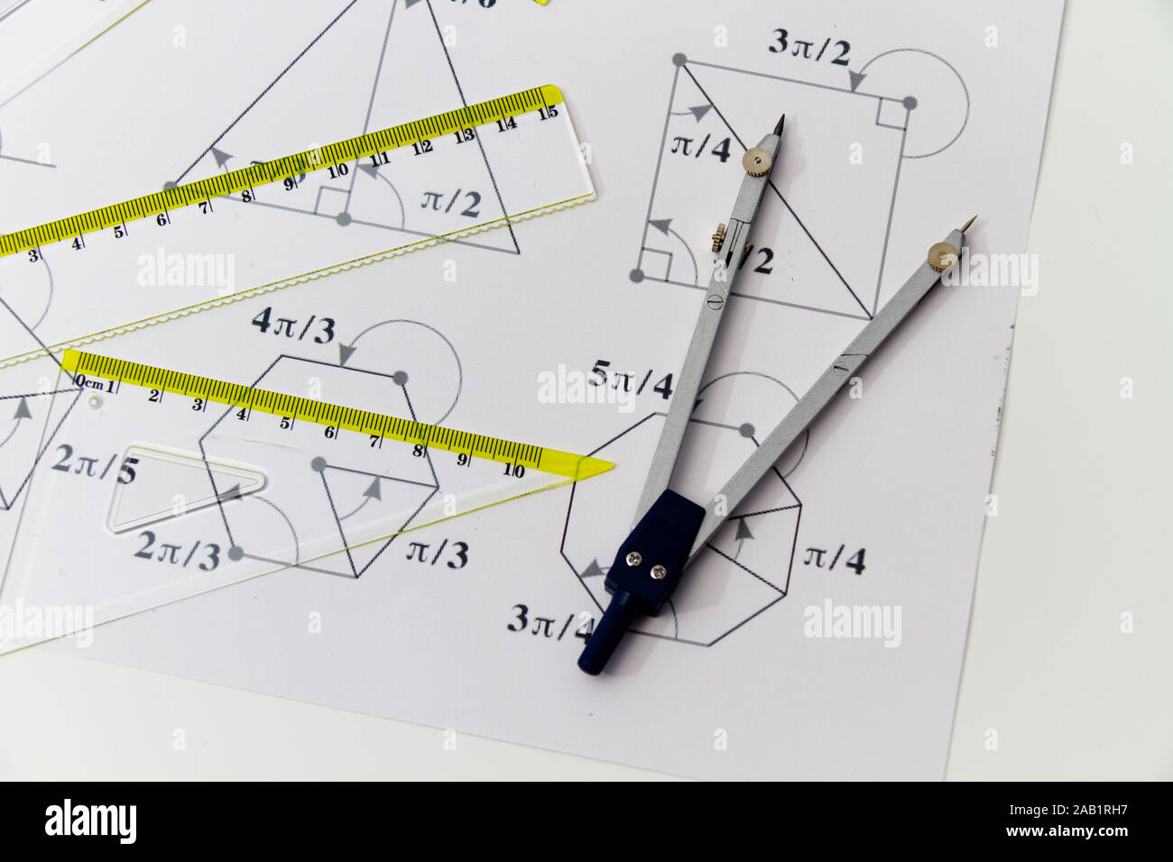 Drawing tools with compass, projects for construction Stock Photo - Alamy
