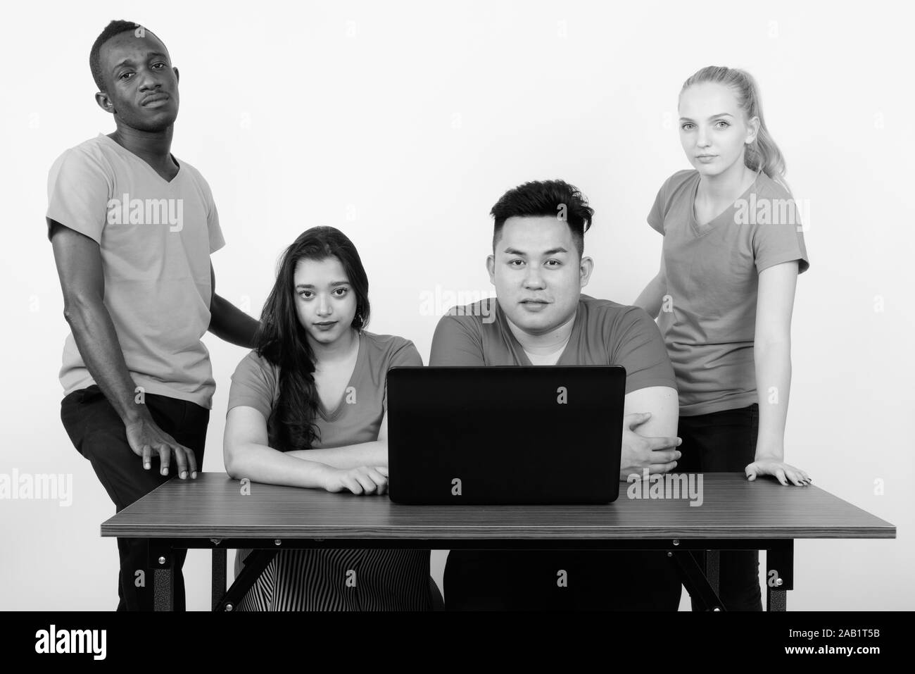 Diverse person on laptop Black and White Stock Photos & Images - Alamy