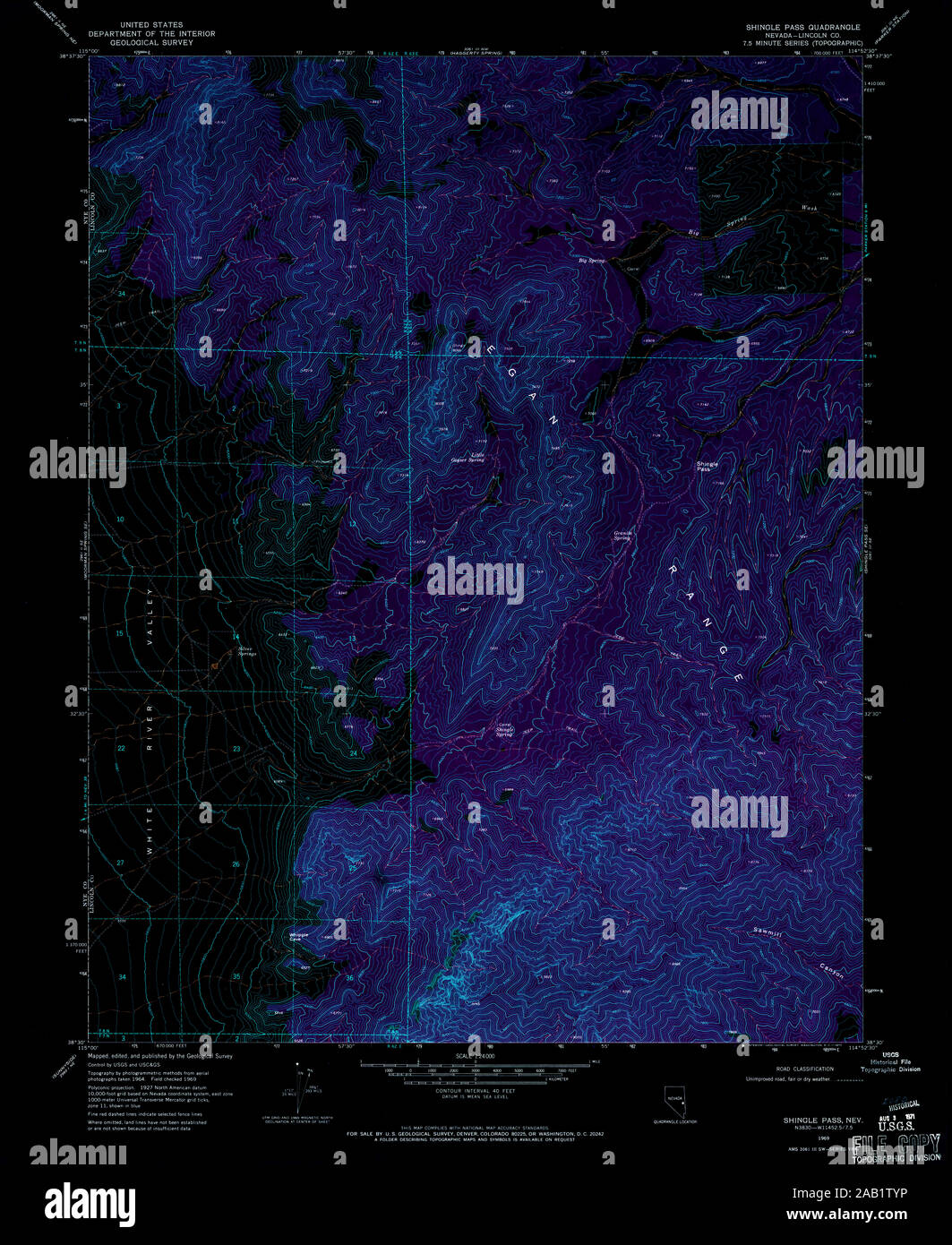 USGS TOPO Map Nevada NV Shingle Pass 320039 1969 24000 Inverted ...