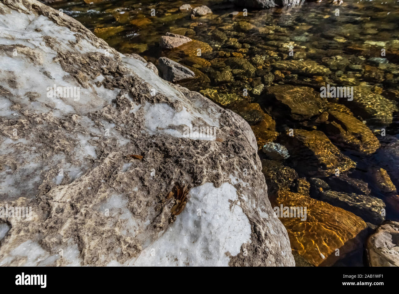 Quartz rock in Kings River in Kings Canyon in Giant Sequoia National ...
