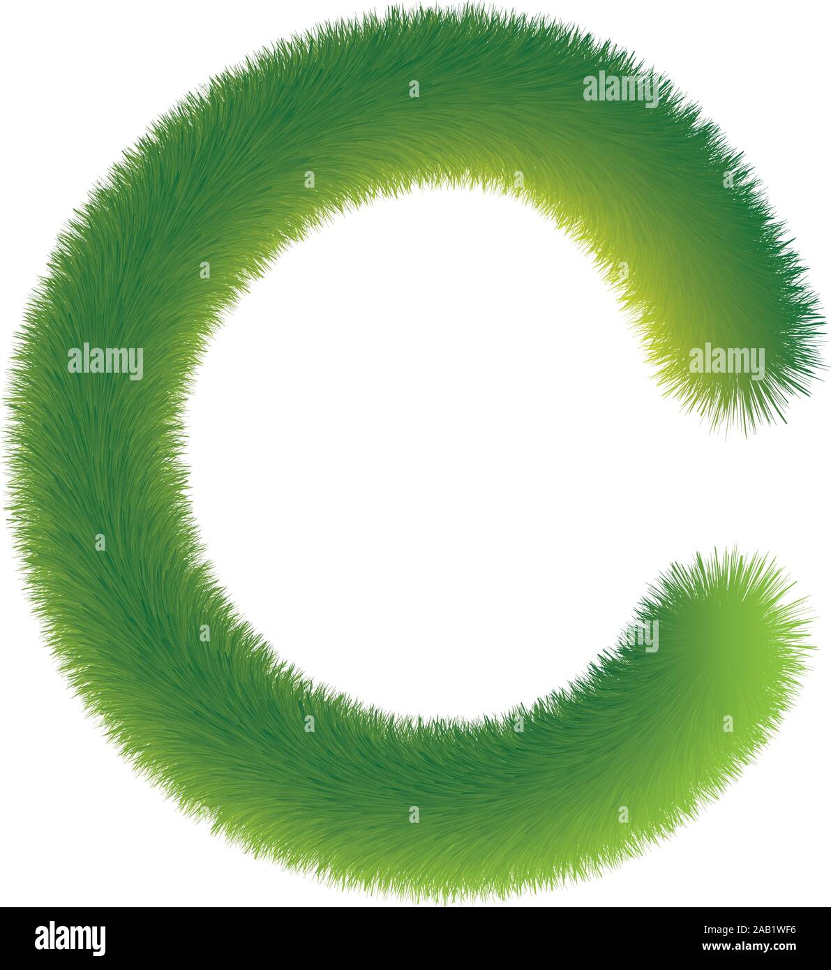 Letter C. Furry vector font made of fir branches for the new year Stock ...