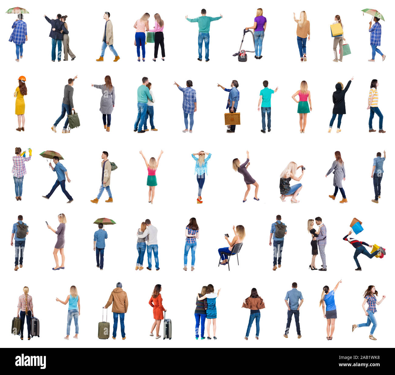 Collection " Back view people ". Rear view people set. backside view of ...