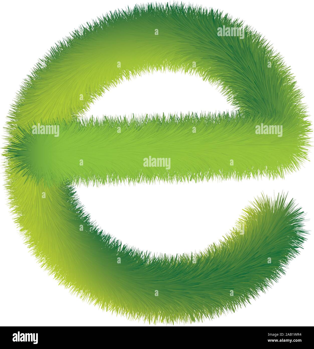 Letter E. Furry vector font made of fir branches for the new year Stock ...