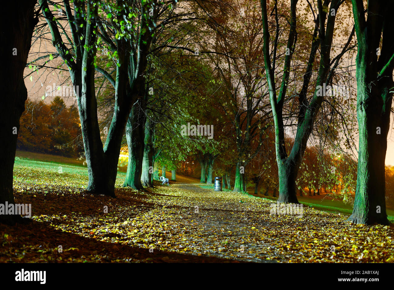 A footpath that leads through Springhead Park in Rothwell,Leeds Stock ...