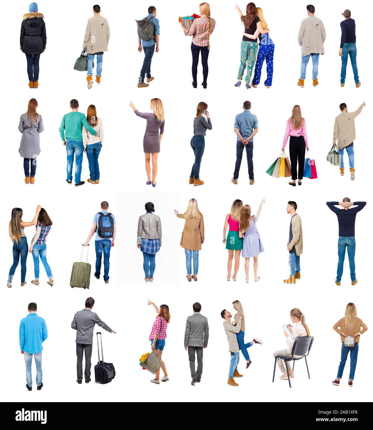 Collection " Back view people ". Rear view people set. backside view of ...