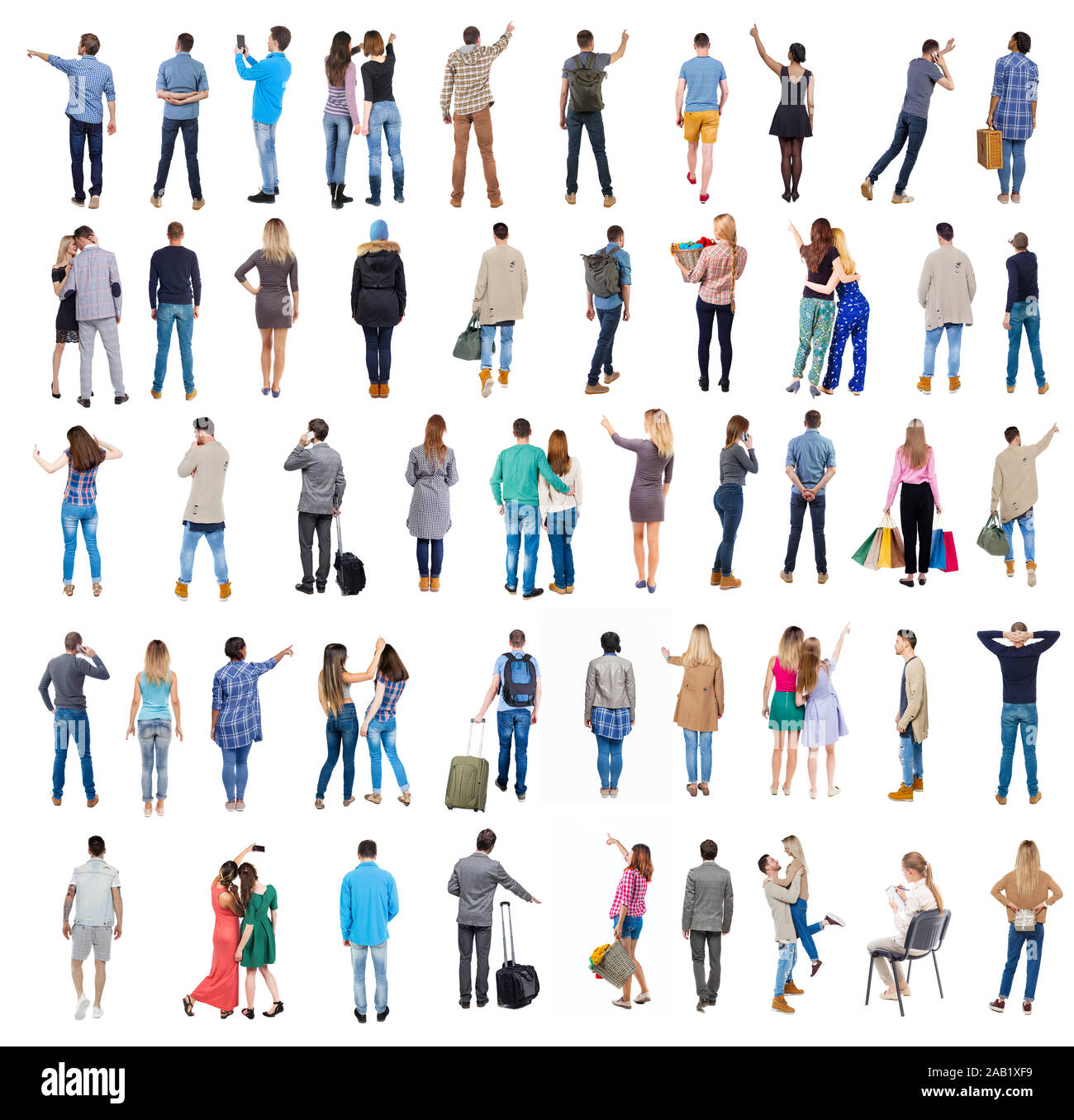 Collection " Back view people ". Rear view people set. backside view of ...