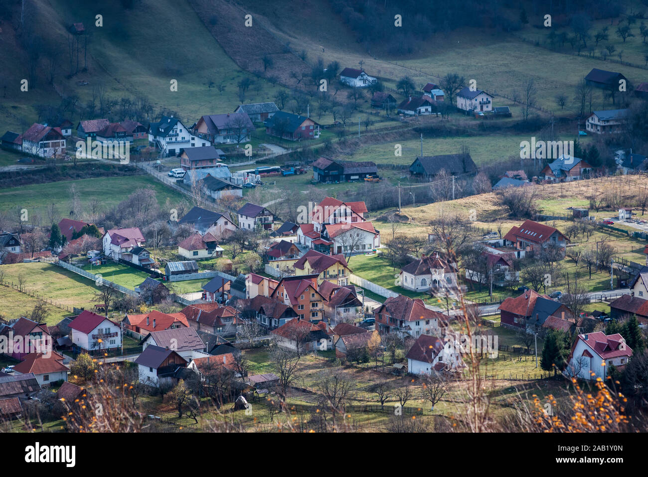 Romanian village landscape from Transylvania Romania, Autumn, November ...