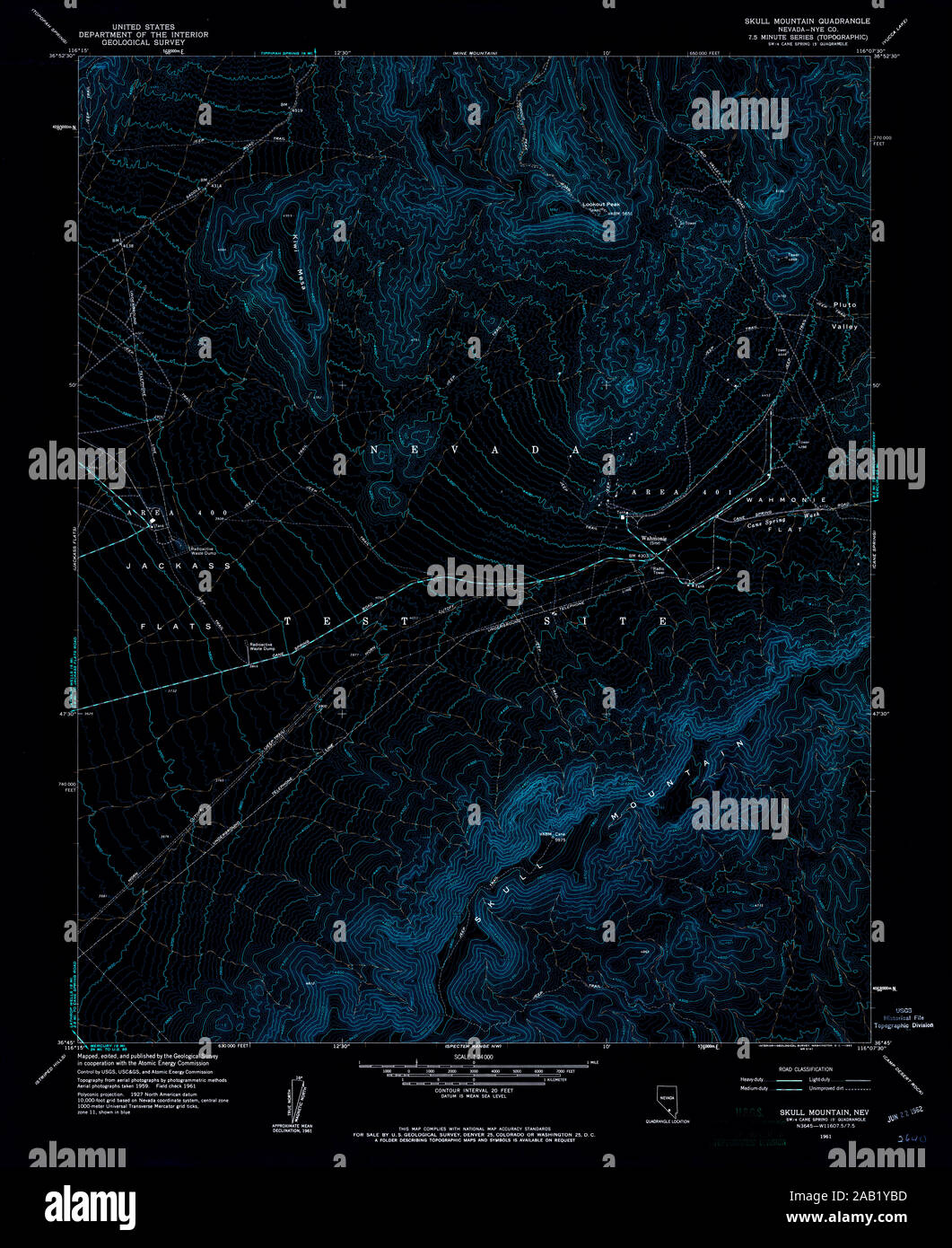 USGS TOPO Map Nevada NV Skull Mountain 320082 1961 24000 Inverted ...