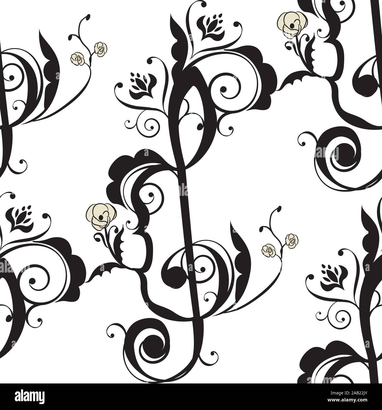 Abstract musical background with music notes and floral Stock Vector ...