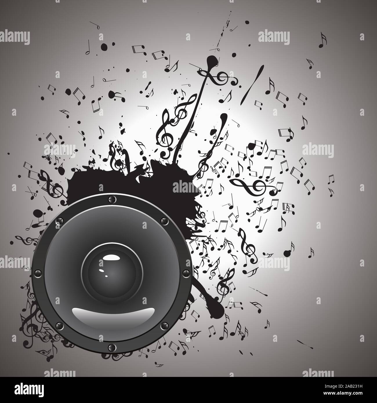 Grunge poster with audio loud speaker with music notes Stock Vector ...