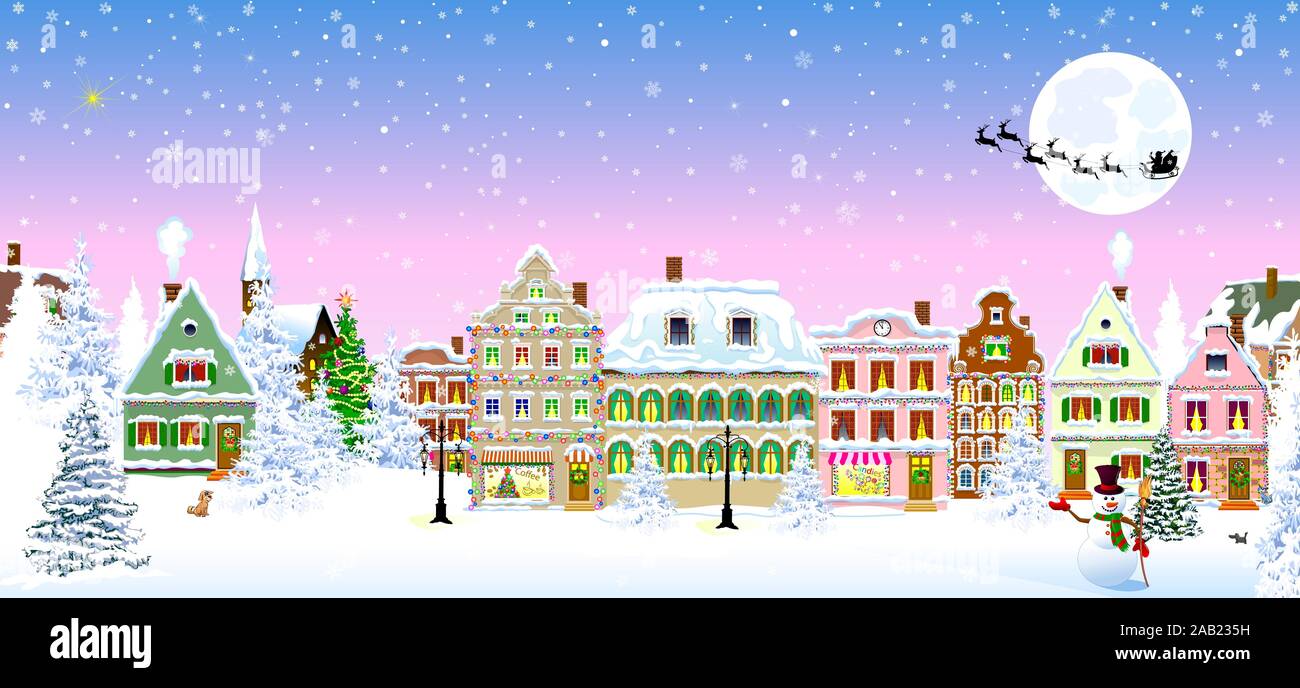 Winter trees on street Stock Vector Images - Alamy