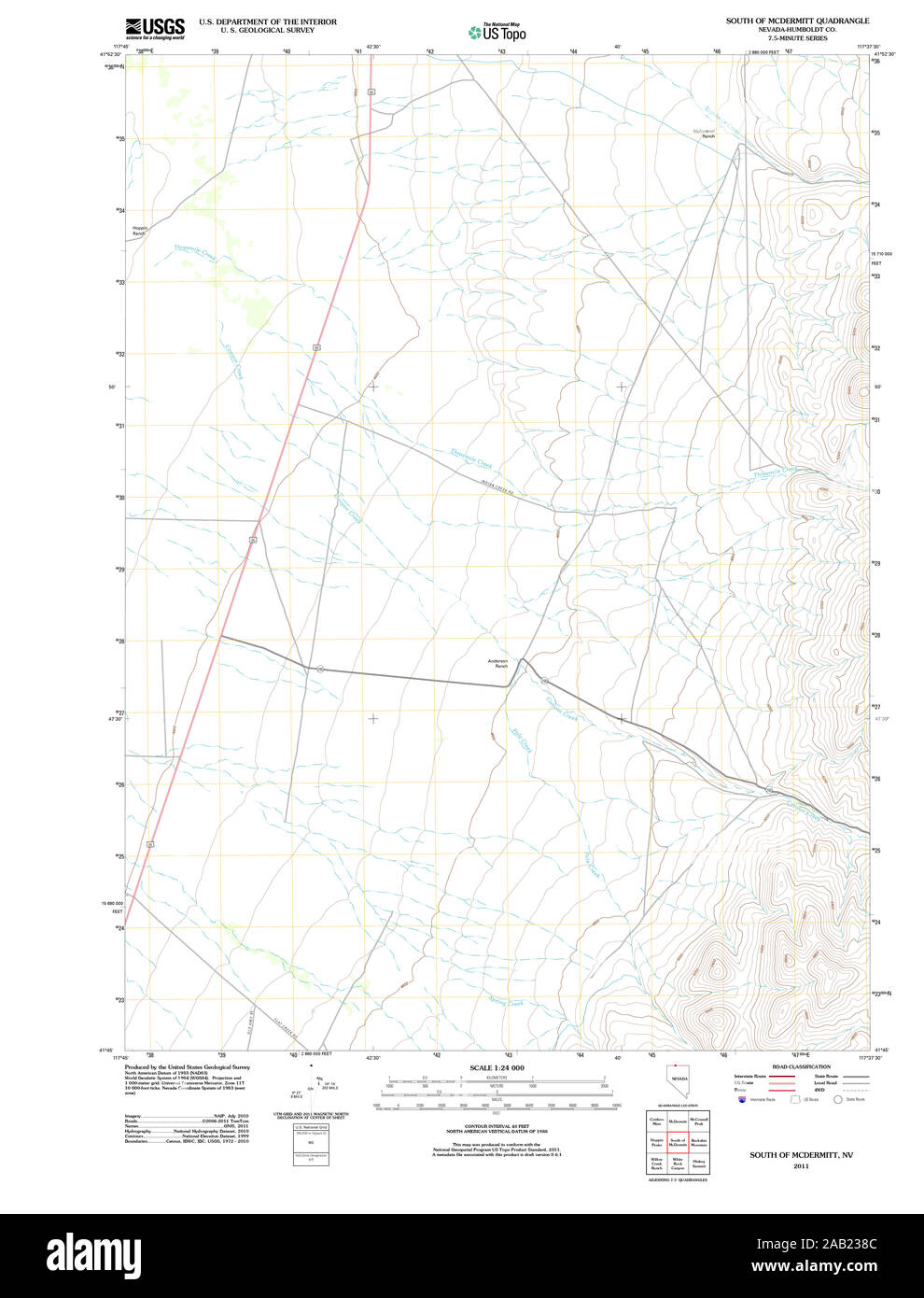 USGS TOPO Map Nevada NV South of McDermitt 20111216 TM Restoration ...