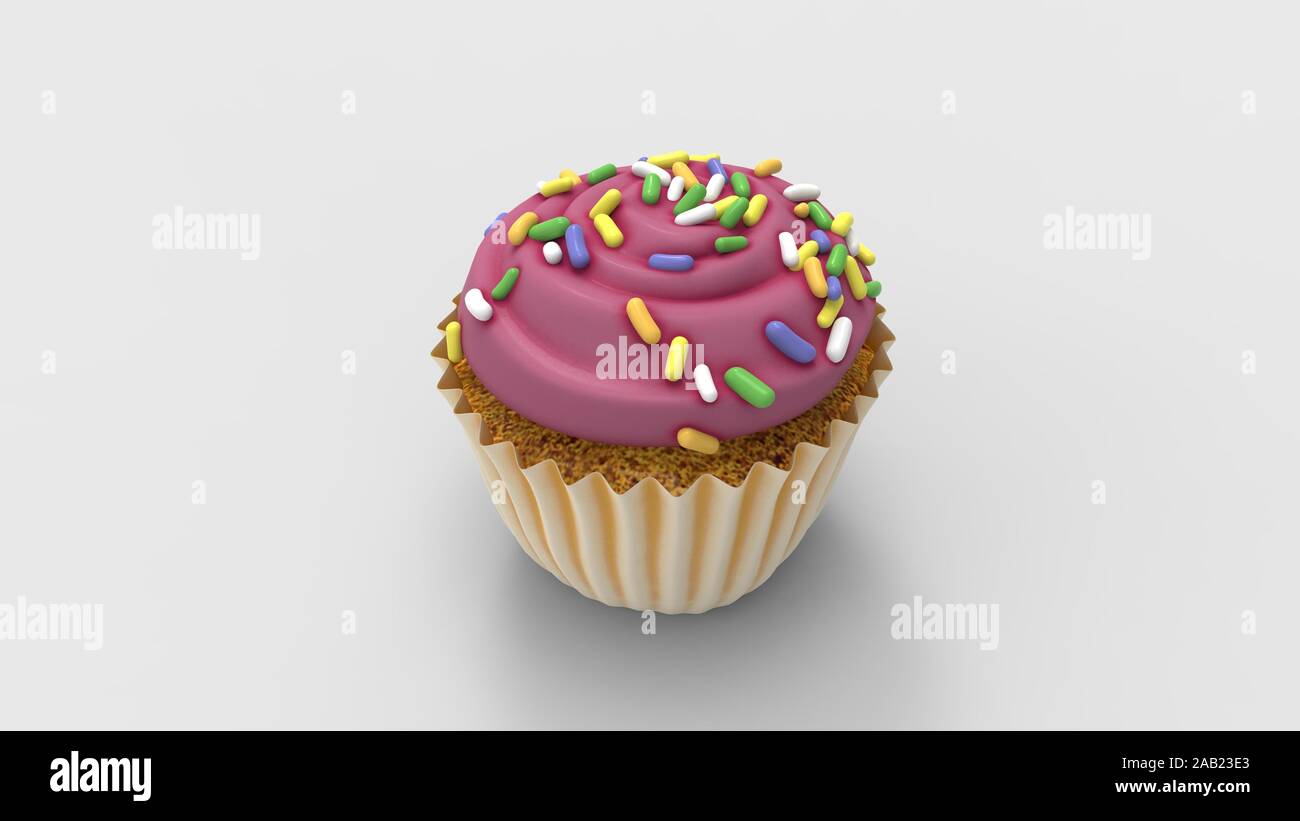 3d rendering of a cupcake isolated in colored studio background Stock ...