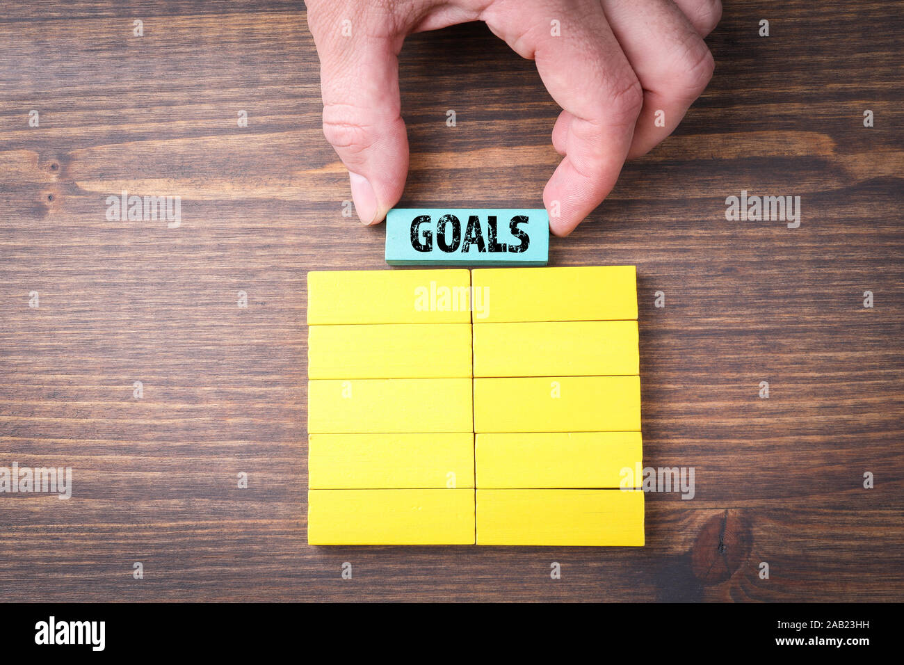 Goals. Business, plan, education and success concept. Colorful Wooden ...