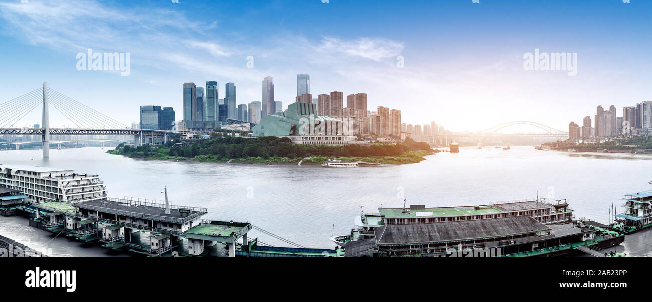 Chongqing city skyline, modern bridges and skyscrapers Stock Photo - Alamy