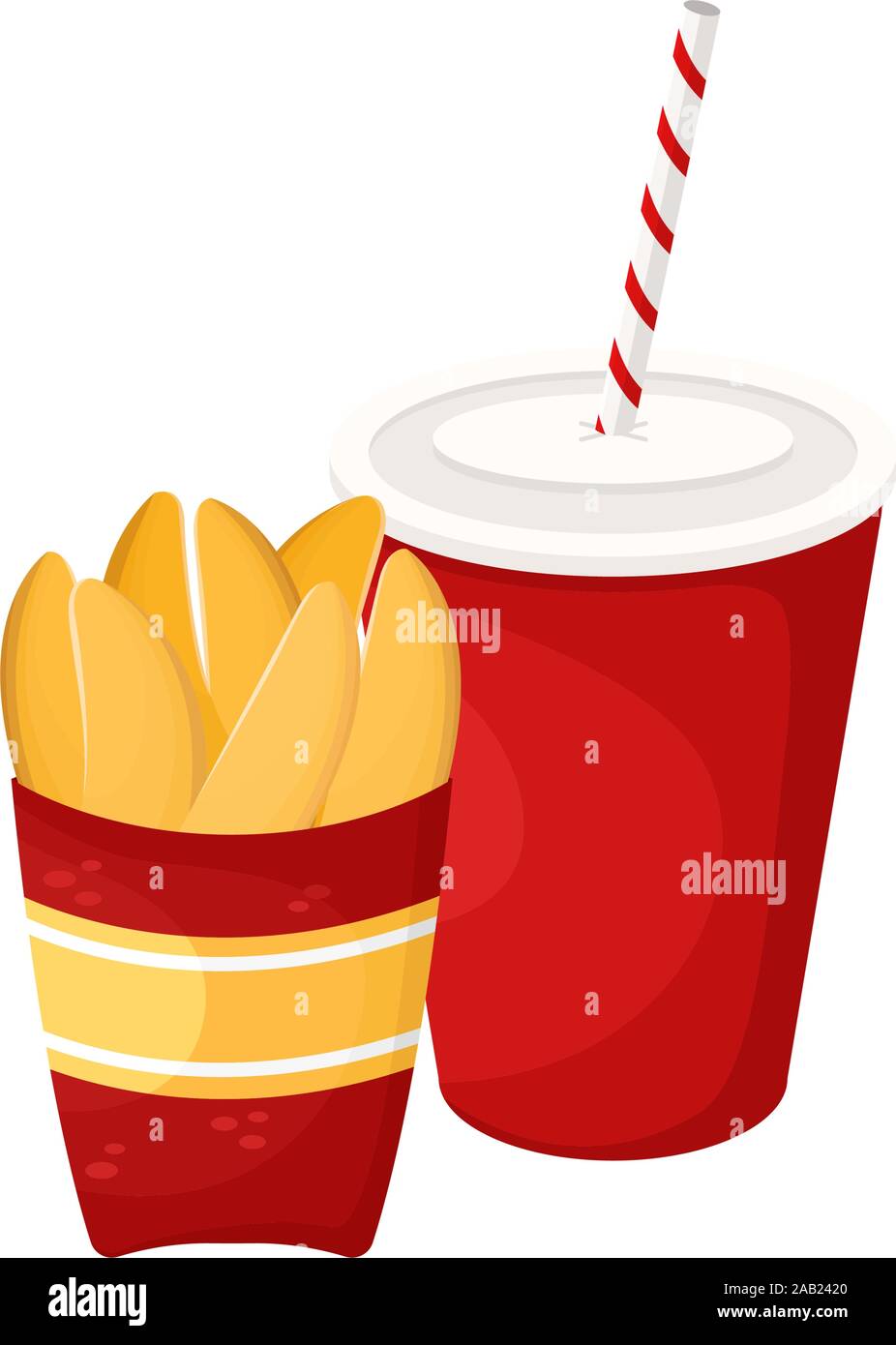 Fried potato slices and soda in a cardboard Cup. Vector illustration of ...