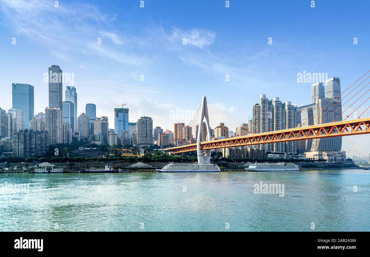Chongqing city skyline, modern bridges and skyscrapers Stock Photo - Alamy