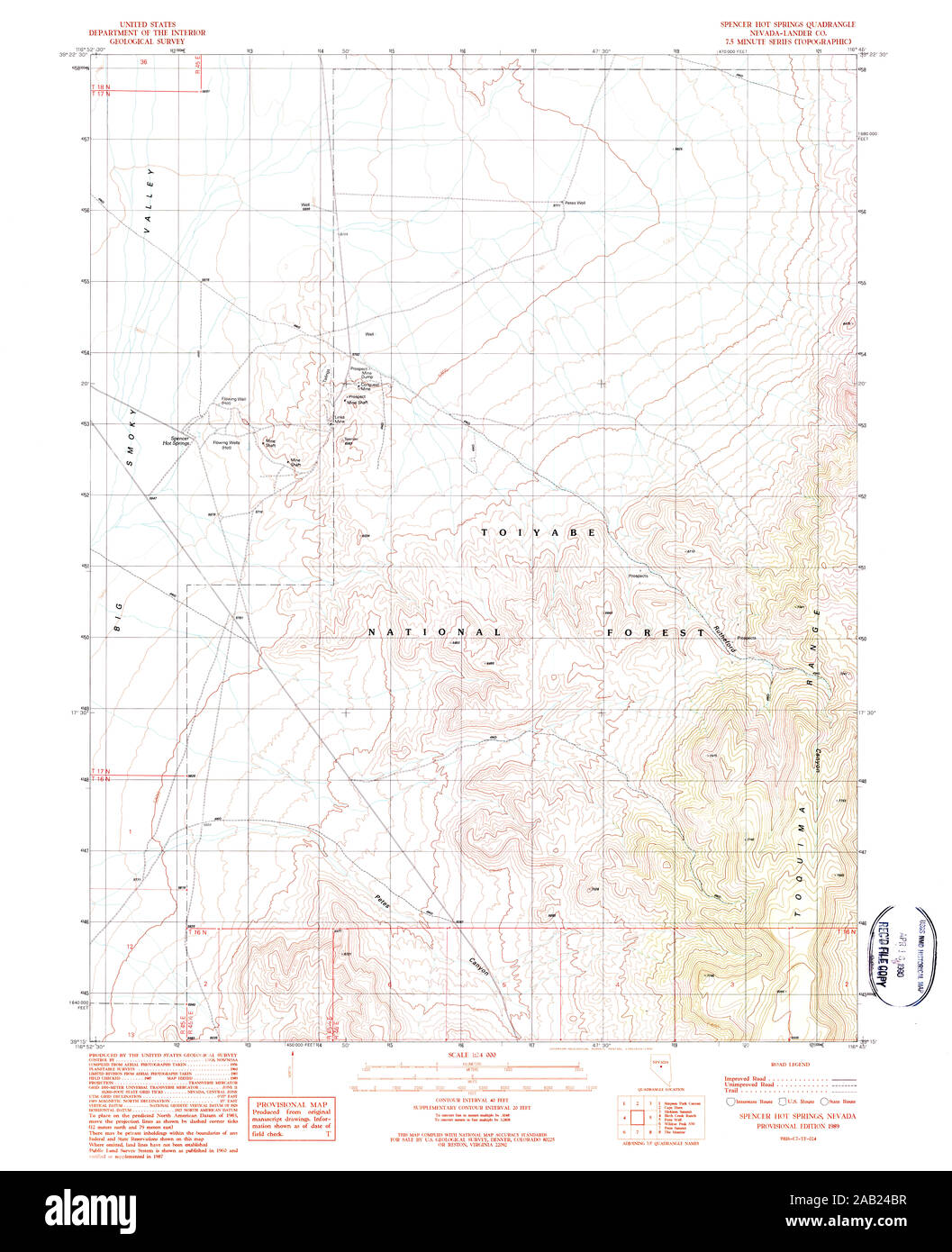 USGS TOPO Map Nevada NV Spencer Hot Springs 320140 1989 24000 ...