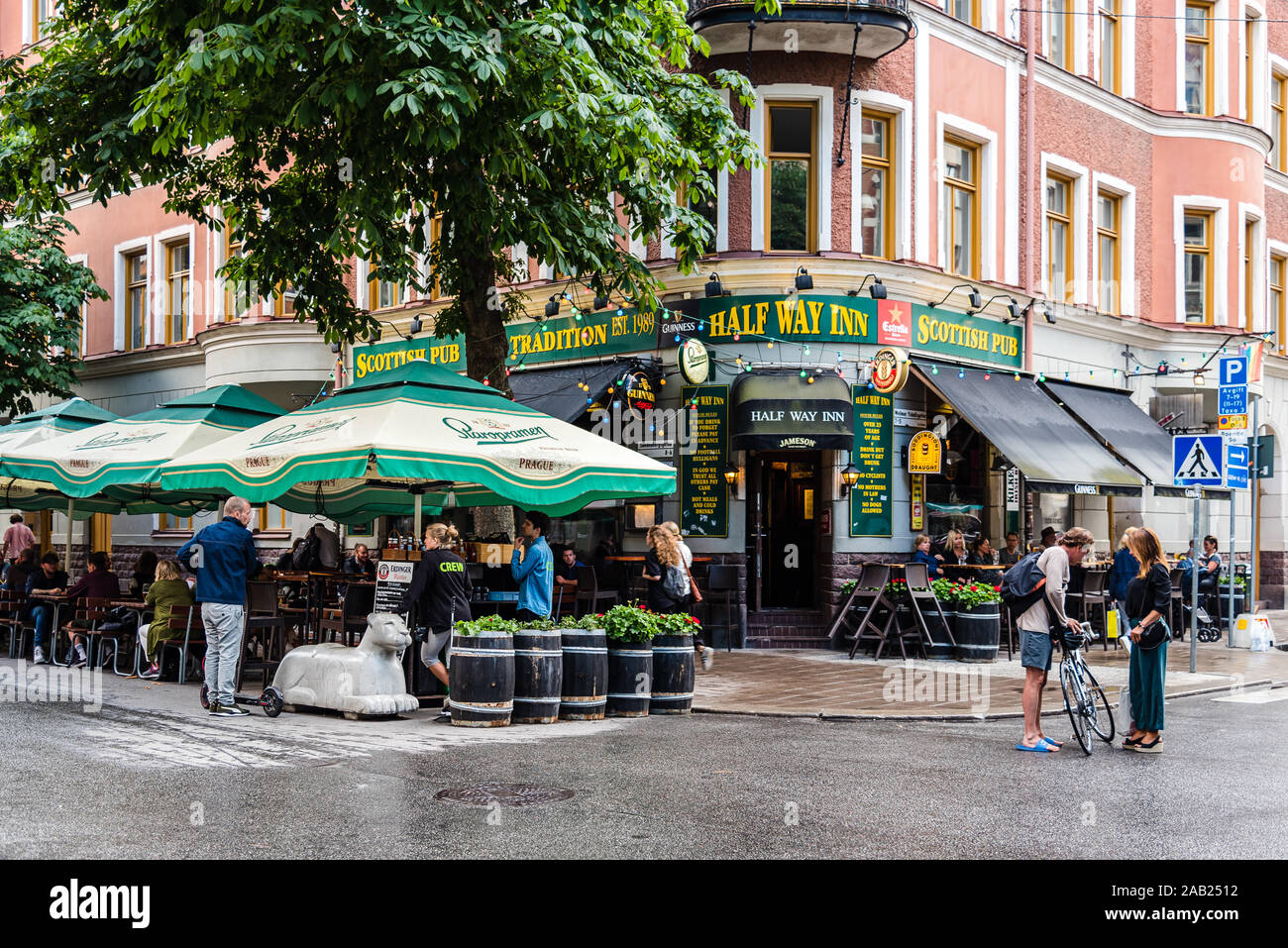 Stockholm, Sweden - August 8, 2019: Trendy terrace in Sofo, the ...