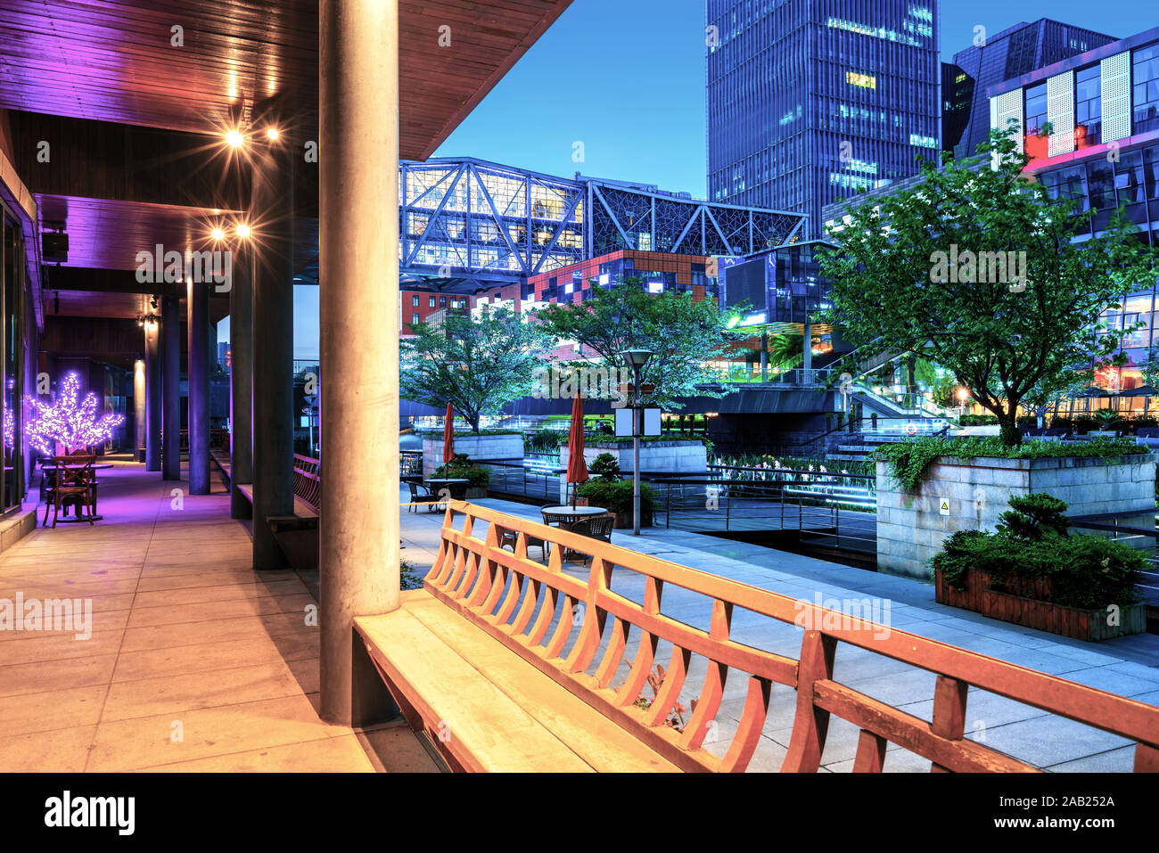A street built along the river, the famous Water Street, Ningbo, China ...