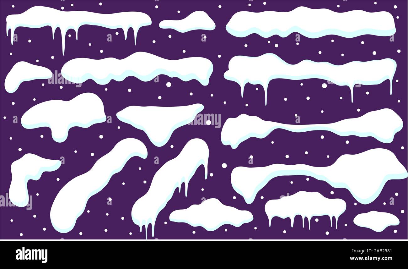 Cartoon snow caps kit flat winter cap with icicles hi-res stock ...