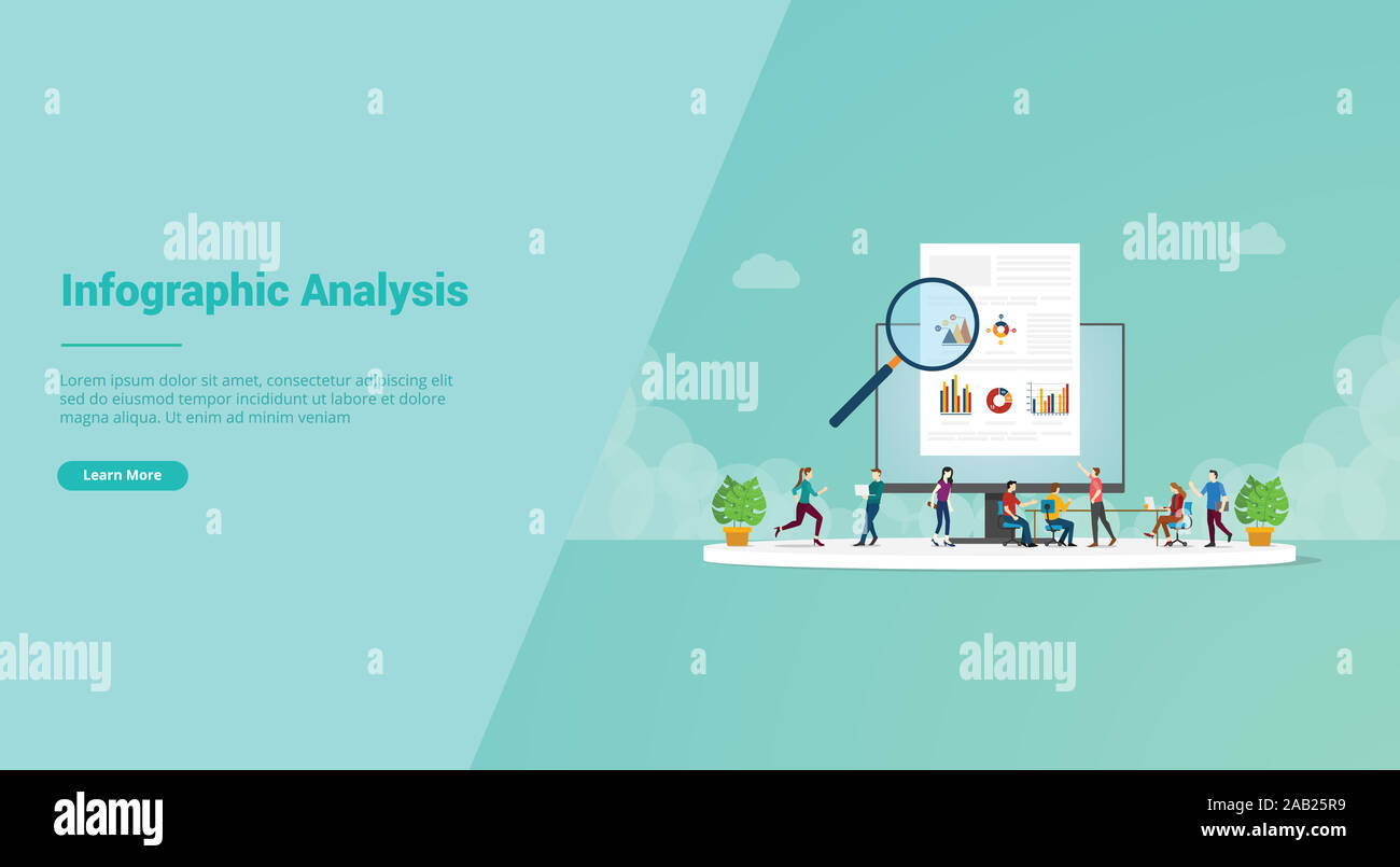 studying or learn infographic analysis team people for website template ...