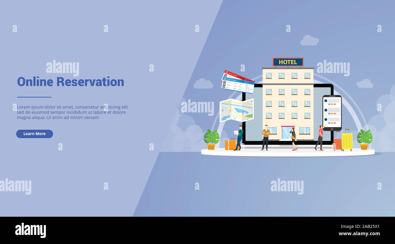 online hotel reservation with maps and laptop for website template or ...