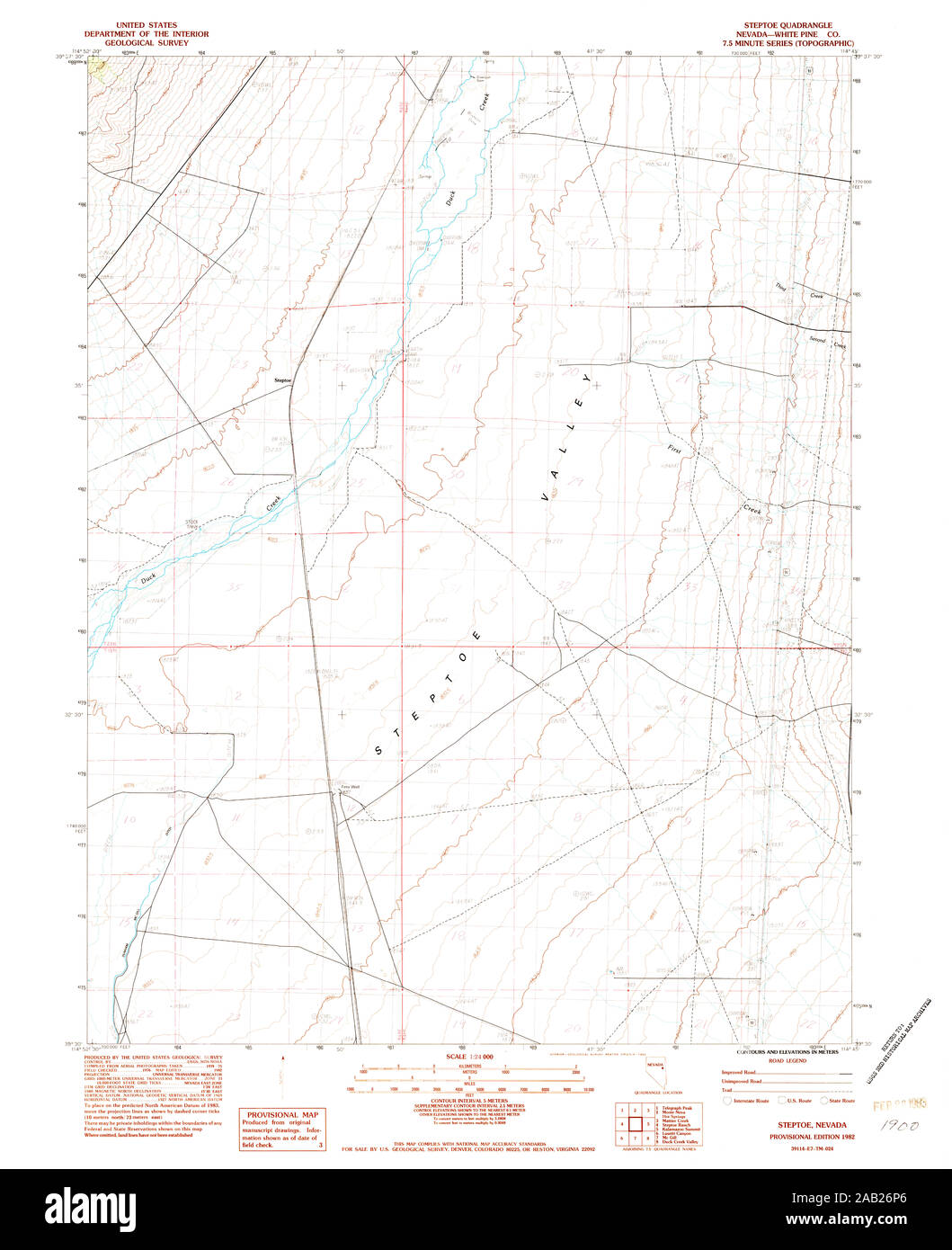 USGS TOPO Map Nevada NV Steptoe 320186 1982 24000 Restoration Stock ...