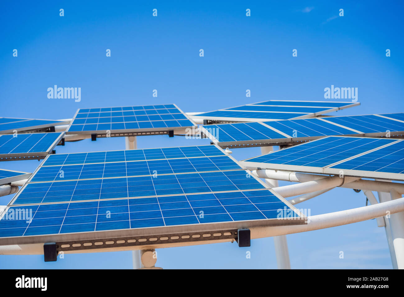 Power plant using renewable solar energy with sun Stock Photo - Alamy
