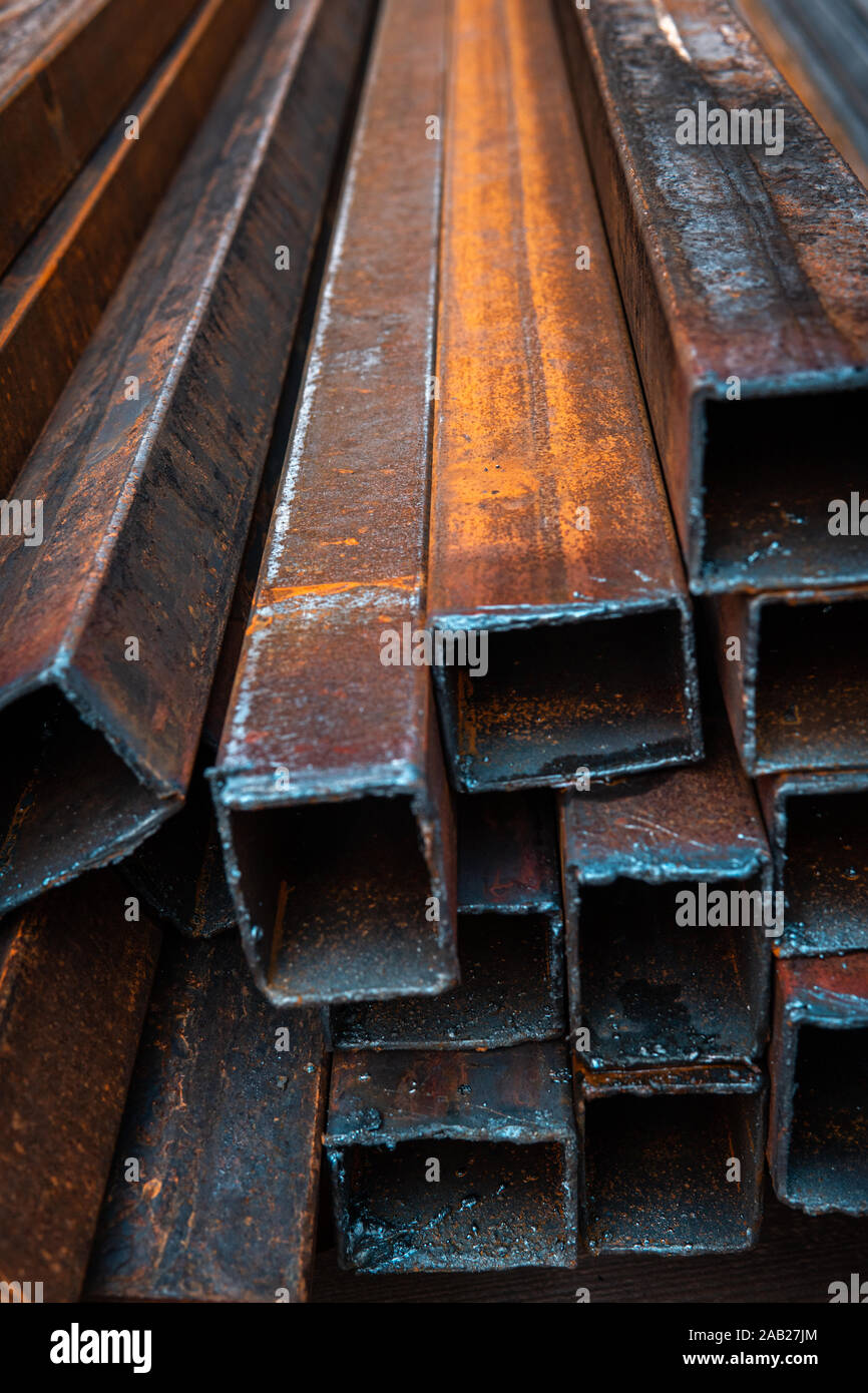 Steel bar for construction.Metal pipe profile. Stock photo of metal ...