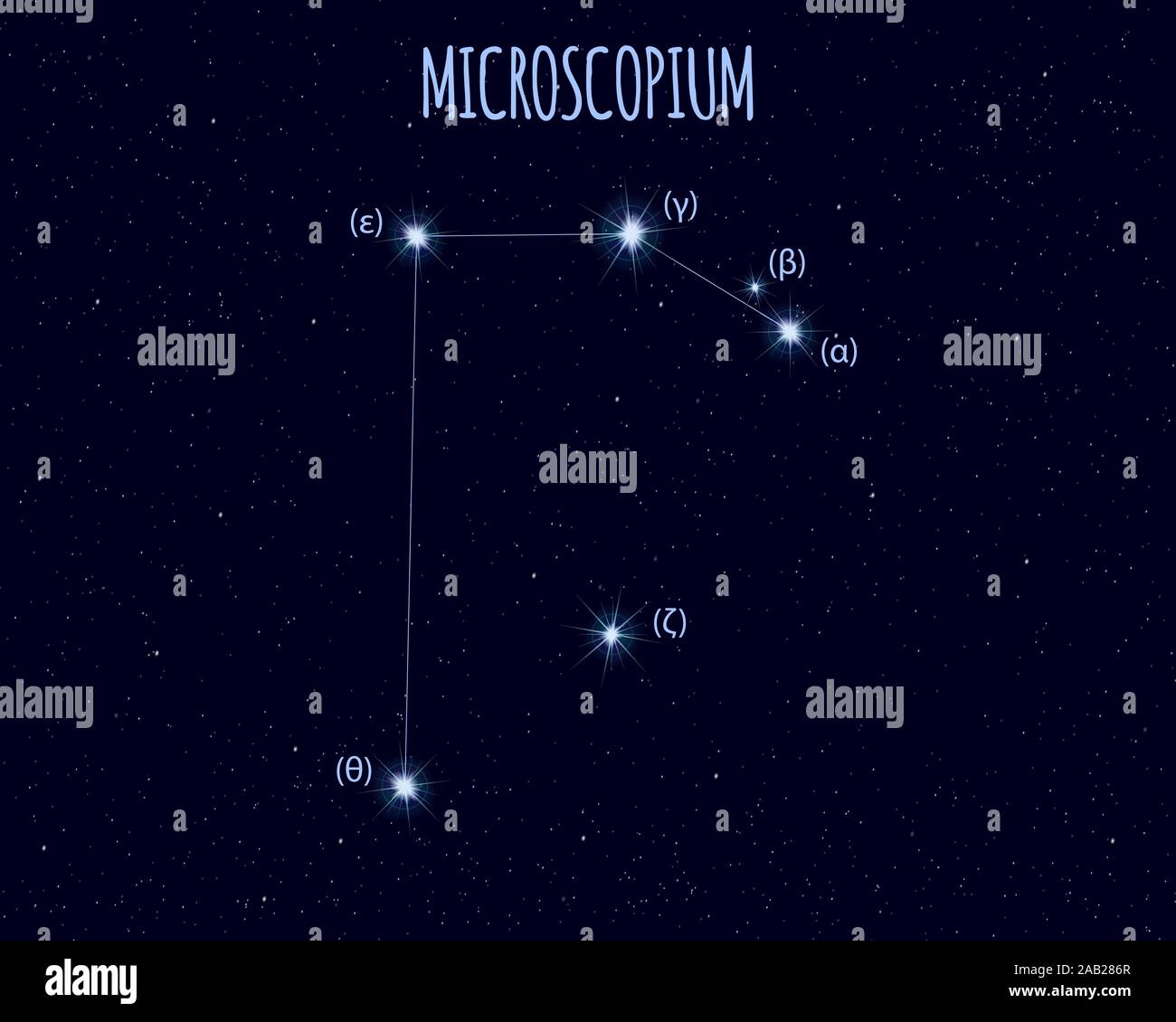 Microscopium (The Microscope) constellation, vector illustration with ...