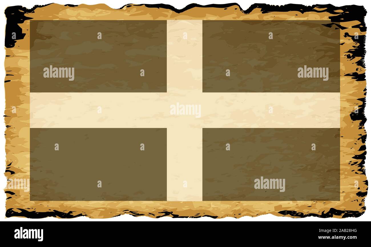 Flag of the English county of Cornwall on parchment background of ...