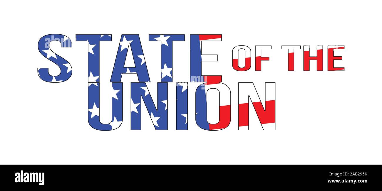 State of the Union text over the Stars and Stripes US flag Stock Vector ...